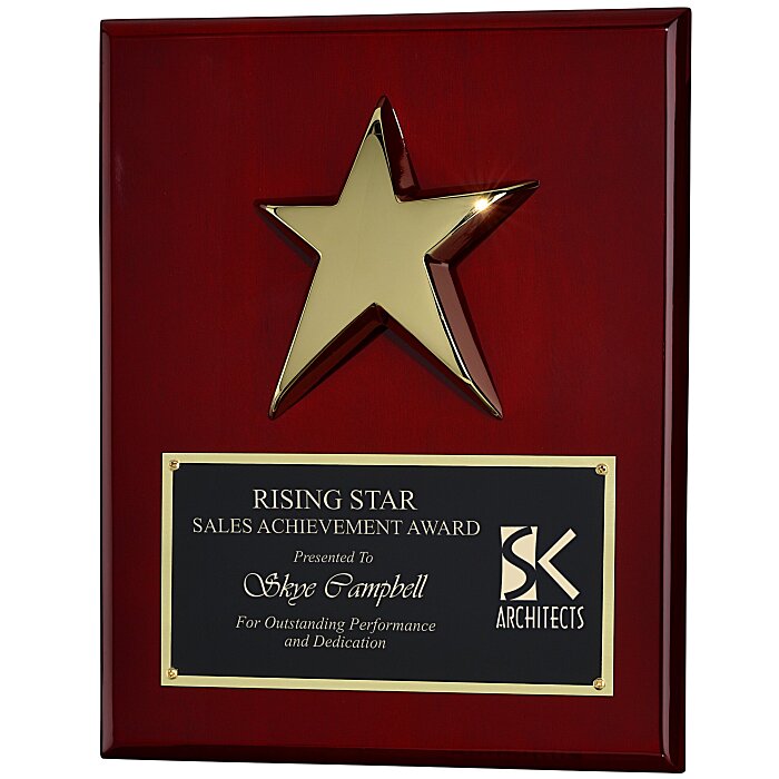 4imprint.ca: Gold Star Rosewood Plaque C153573