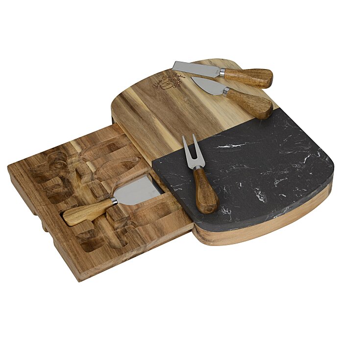 4imprint.ca: Black Marble Cheese Board Set C159086