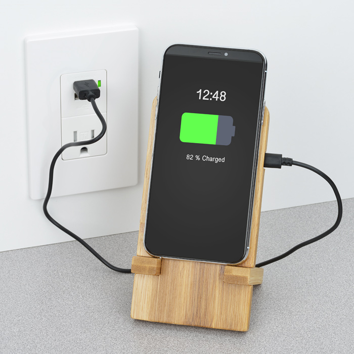 4imprint.ca: Bamboo Wireless Charger Phone Stand C163533