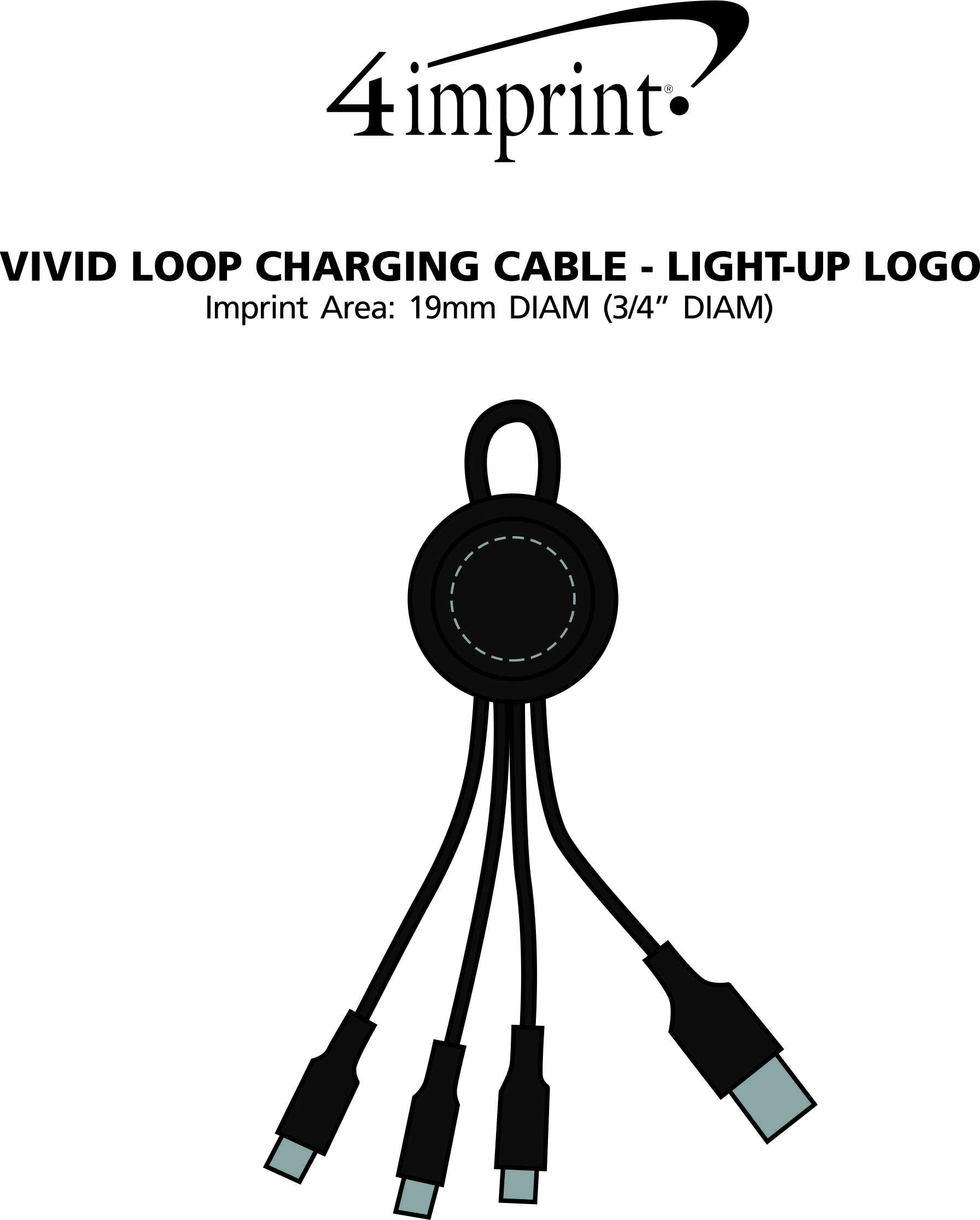 4imprint.ca: Vivid Loop Charging Cable - Light-Up Logo C157775-LU